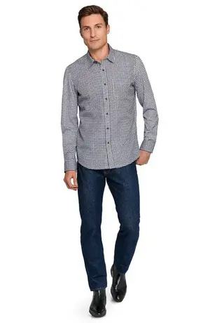 W.R.K Reworked Slim Fit Grey Gingham Check Cotton Button-up Shirt - Black/grey