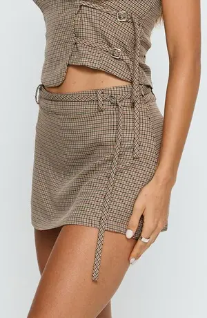 Princess Polly Kyrsten Check Belted Miniskirt