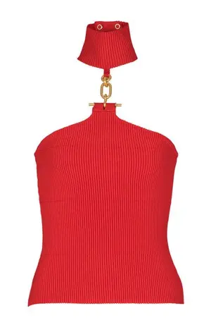 Balmain Sleeveless Knit Top With Embellished Detail