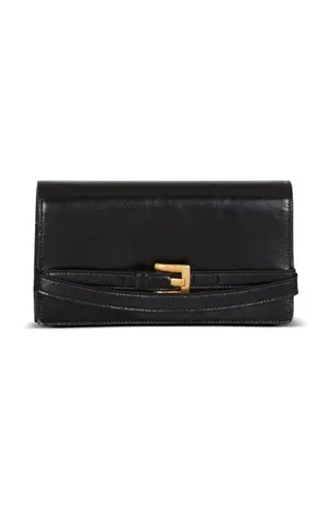Balmain Shuffle Calfskin Wallet With Chain - Black
