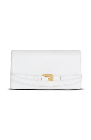 Balmain Shuffle Calfskin Wallet With Chain - White