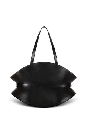 Balmain Medium Shuffle Bag In Calfskin Leather - Black