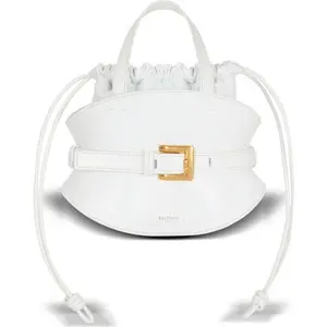 Balmain Shuffle Mini Bag In Calfskin Leather - White