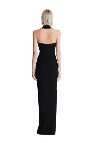 Balmain Long Crepe Halterneck Dress