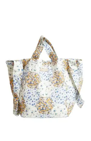 LILY AND LIONEL Printed Linen Tote Bag - Light Blue