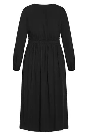 City Chic Dayana Smocked Long Sleeve Maxi Dress