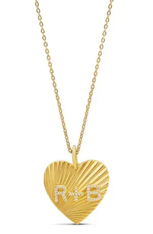SHYMI Fluted Heart Initial Pendant Necklace Gold