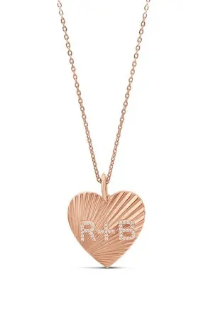 SHYMI Fluted Heart Initial Pendant Necklace - Rose