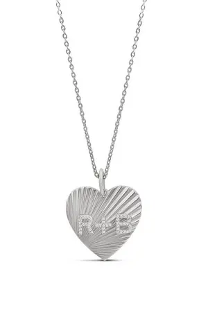 SHYMI Fluted Heart Initial Pendant Necklace Silver