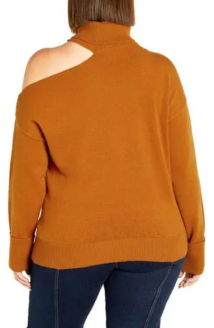 City Chic Open Shoulder Turtleneck Sweater