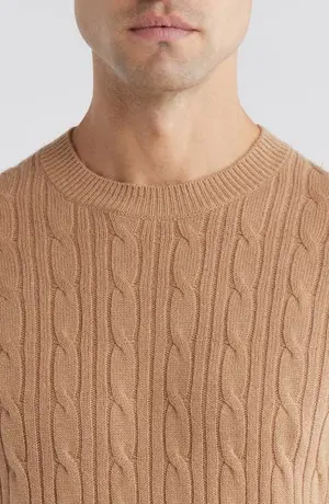BOSS Hetico Cable Stitch Virgin Wool And Cashmere Sweater - Medium Beige