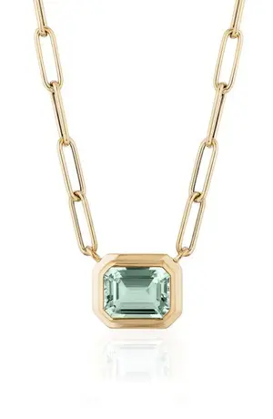 Goshwara Manhattan Emerald Cut Pendant Necklace Translucent Green