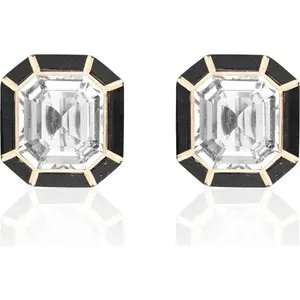 Goshwara Mélange Emerald-cut Stud Earrings - Clear/black