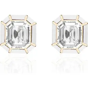 Goshwara Mélange Emerald-cut Stud Earrings - Clear/white