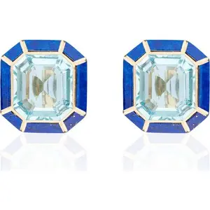Goshwara Mélange Emerald-cut Stud Earrings - Pale Blue