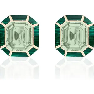 Goshwara Mélange Emerald-cut Stud Earrings - Translucent Green