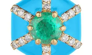 Goshwara Queen Hexagon Pendant Necklace - Green/turquoise