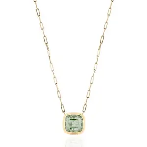 Goshwara Manhattan Cushion Pendant Necklace Translucent Green