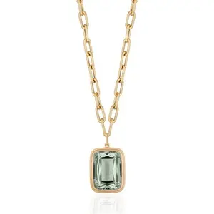 Goshwara Manhattan Cushion Pendant Necklace - Translucent Green