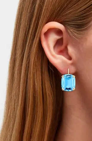 Goshwara Gossip Cushion Cut Stone Drop Earrings - Pale Blue
