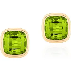 Goshwara Manhattan Cushion Cut Stud Earrings - Bright Green