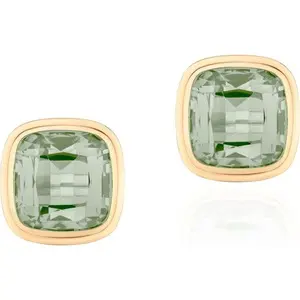 Goshwara Manhattan Cushion Cut Stud Earrings - Translucent Green