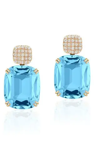 Goshwara Gossip Cushion Cut Drop Earrings - Pale Blue