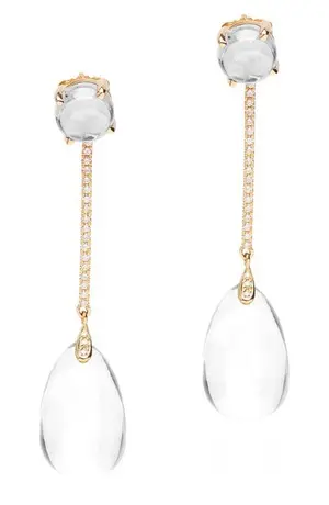 Goshwara Naught Cabochon Drop Earrings White