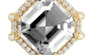 Goshwara Asscher Cut Stone Stud Earrings - Clear