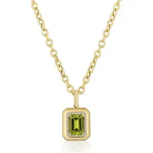 Goshwara Emerald Cut Pendant Necklace - Bright Green