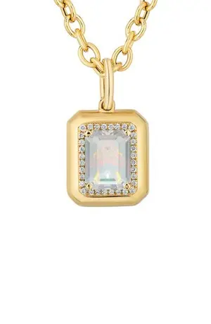 Goshwara Emerald Cut Pendant Necklace - White Opaque