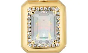 Goshwara Emerald Cut Pendant Necklace - White Opaque
