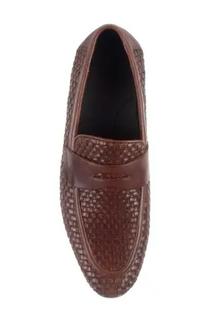 WARFIELD & GRAND Auclair Woven Penny Loafer - Dark Brown