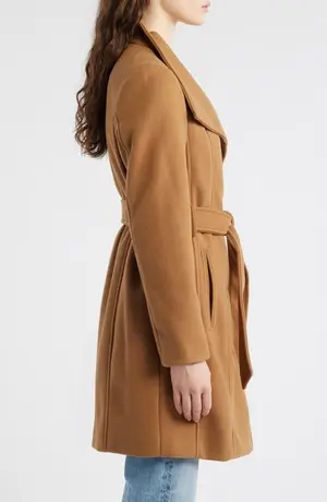 Michael Kors Belted Coat With Oversize Collar - Dark Camel