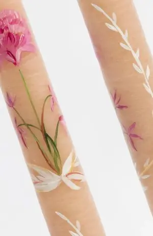 BOND & GRACE Set Of 2 Hand-painted Tapersin Bloom