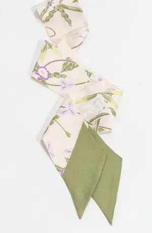 BOND & GRACE Cottage Vines Silk Twilly Scarf - Green