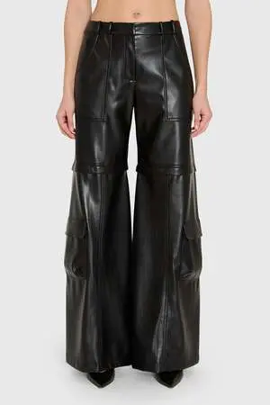 Amanda Uprichard Lucas Faux Leather Cargo Pants - Black