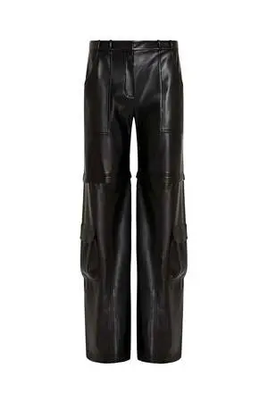 Amanda Uprichard Lucas Faux Leather Wide Leg Cargo Pants - Black