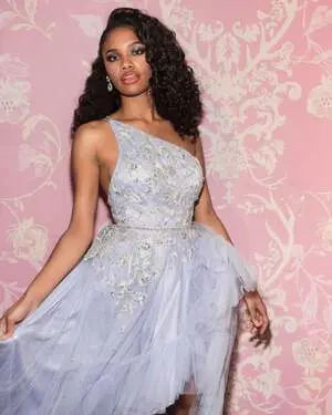 Mac Duggal Embellished One-shoulder Asymmetrical Gown