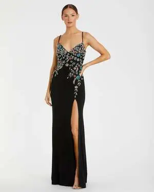 Mac Duggal Floral Embellished Column Gown
