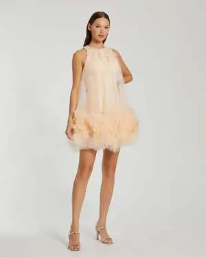 Mac Duggal Embroidered Tulle Mini Dress - Pink