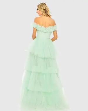 Mac Duggal Tiered High-low Ruffle Gown