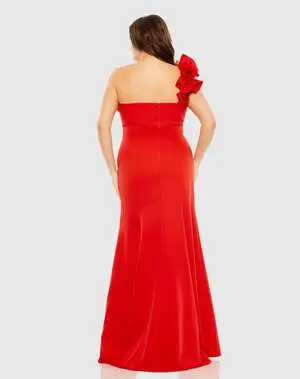 Mac Duggal Off-the-shoulder Crepe Gown With Ruffle Detail - Red