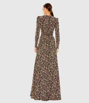 Mac Duggal Floral-printed Jersey Gown