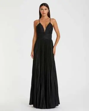 Mac Duggal Metallic Lurex A-line Gown - Black