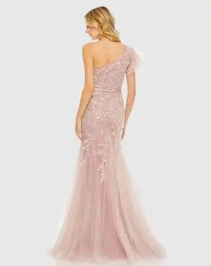 Mac Duggal One-shoulder Gown With Embellishments