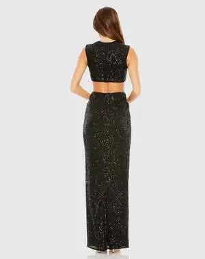Mac Duggal Sequin Gown With Cutout