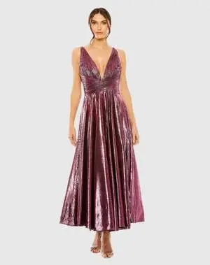 Mac Duggal Sleeveless Metallic Jersey Dress - Pink