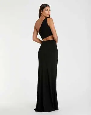 Mac Duggal One-shoulder Ruched Cut-out Gown - Black