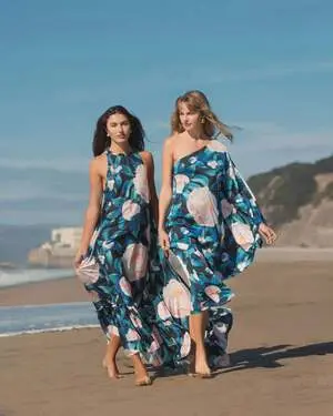 Mac Duggal Floral High Neck Long Dress